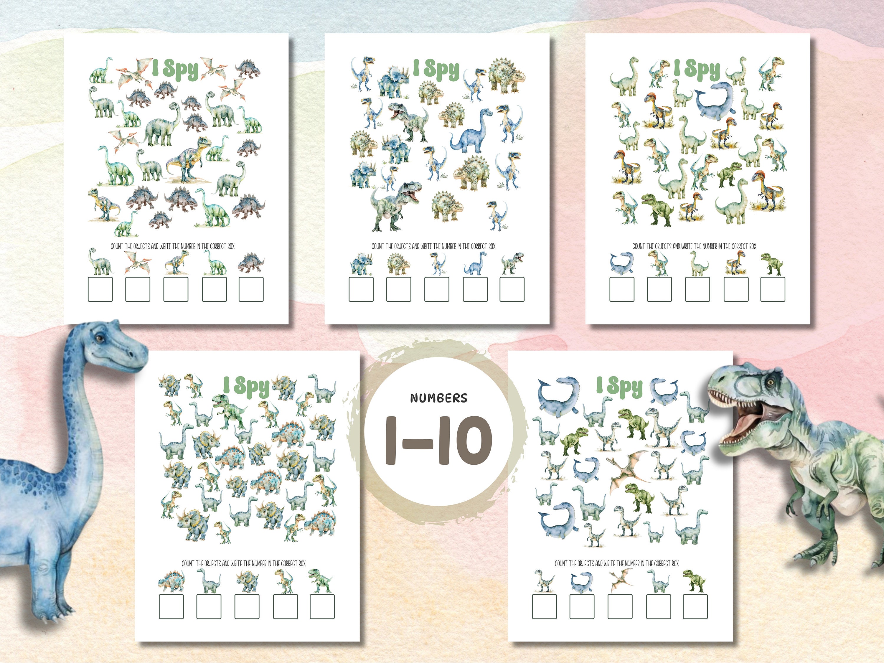 I Spy Dinosaurs Game - Look and Find Counting Game Fun Educational ...