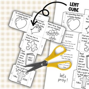 LENT Prayer Cube Coloring Page | Christian Craft Sunday School Game ...