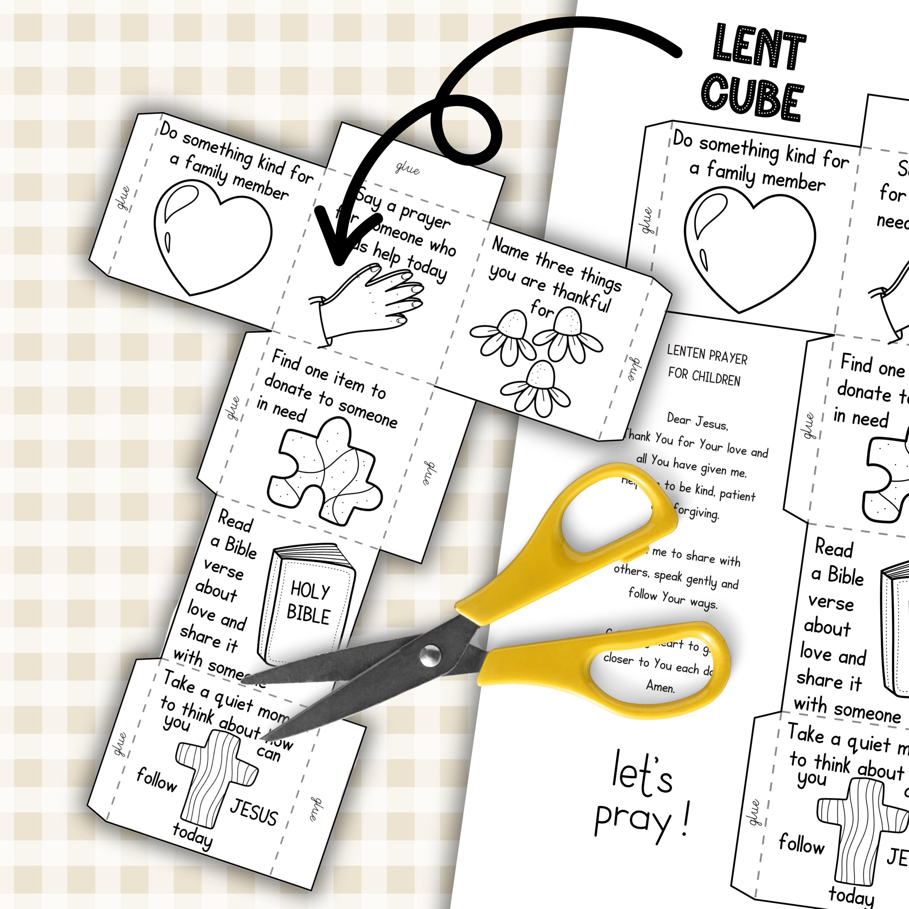 Lent Prayer Cube Coloring Page: Christian Sunday School Activity ...