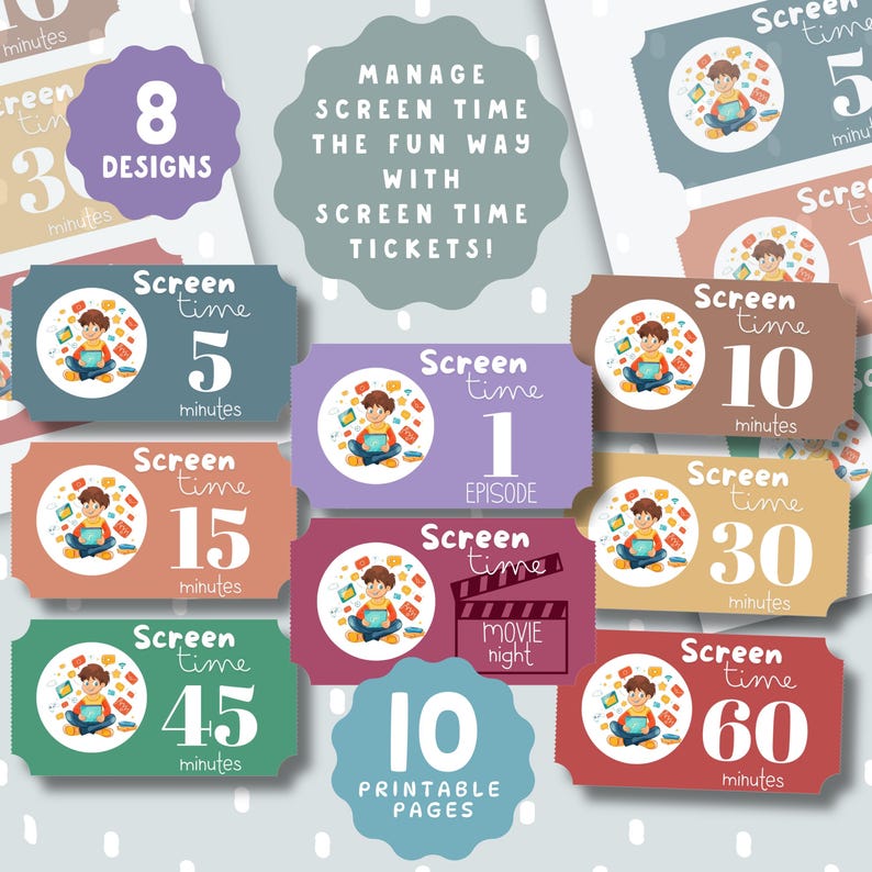 Screen Time Tickets: Printable Reward Coupons for Kids (PDF) - Etsy