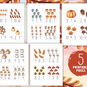 FALL Count and Clip Cards Number 1-10, Autumn Printable Activity Number ...
