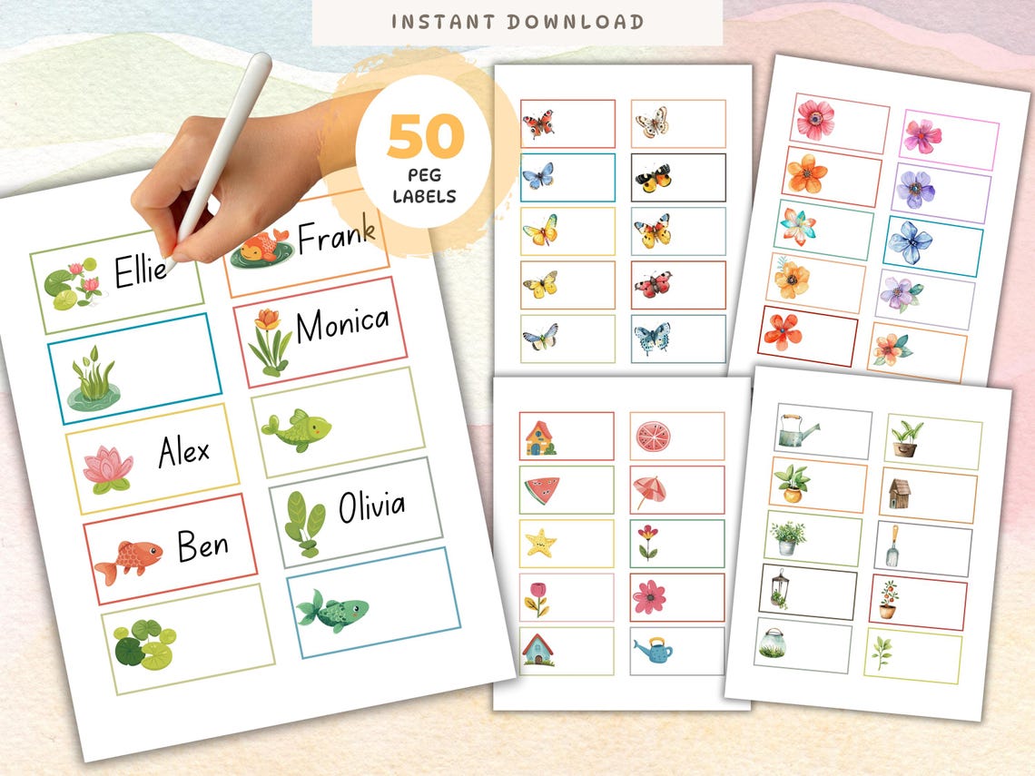 Peg Classroom Labels: Printable Student Name Tags (PDF) - Etsy