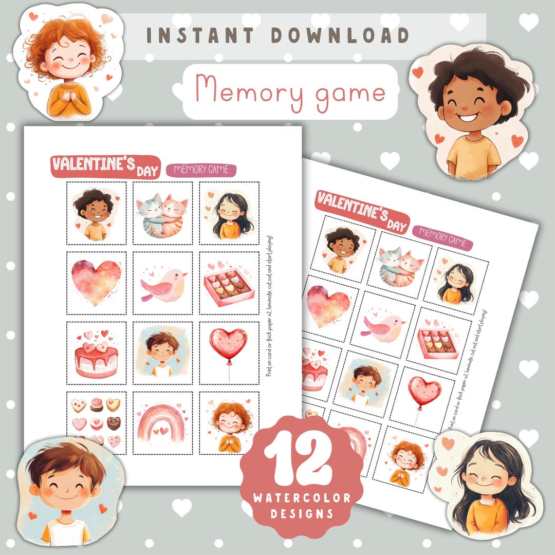 Valentine's Day Memory Game | Printable Matching Cards for Kids | Boost ...