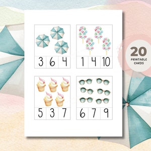 SUMMER Count and Clip Cards Number 1-10, Printable Activity Number ...