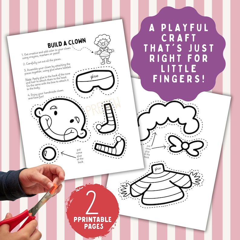 Build a Clown Craft: Cut and Paste Activity (PDF Pattern) - Etsy