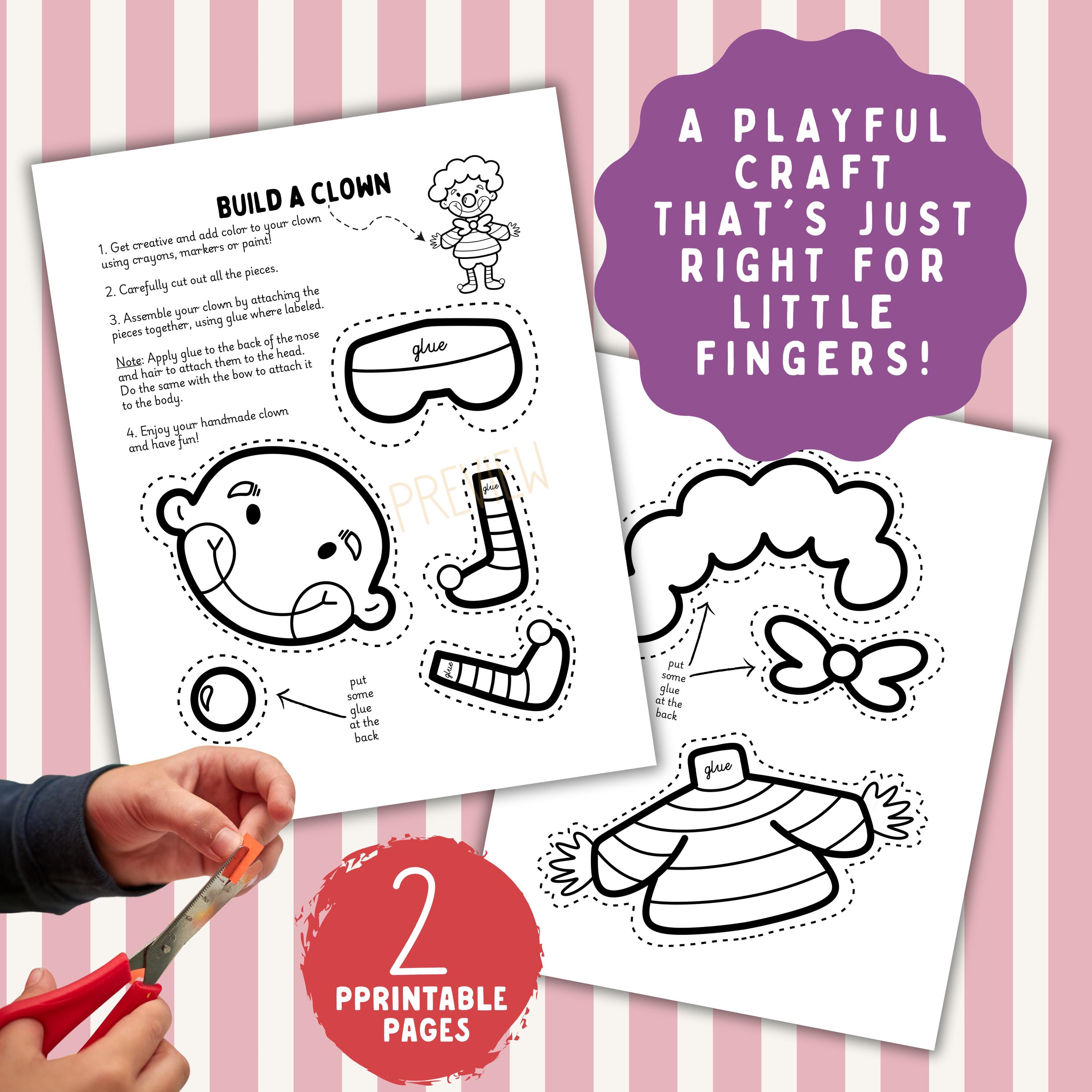 Build a Clown Craft: Cut and Paste Activity (PDF Pattern) - Etsy