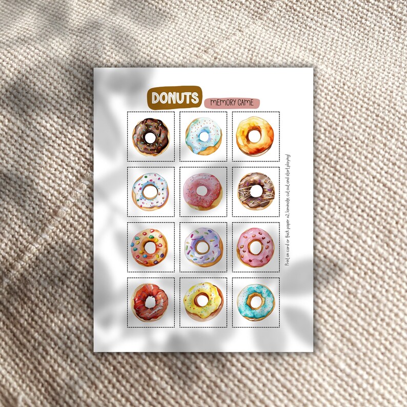 Donuts Memory Game | Printable Donut Match Cards | Fun Matching Game ...