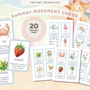 SUMMER Movement Cards, Summer Flash Cards, Calming Corner Activity ...