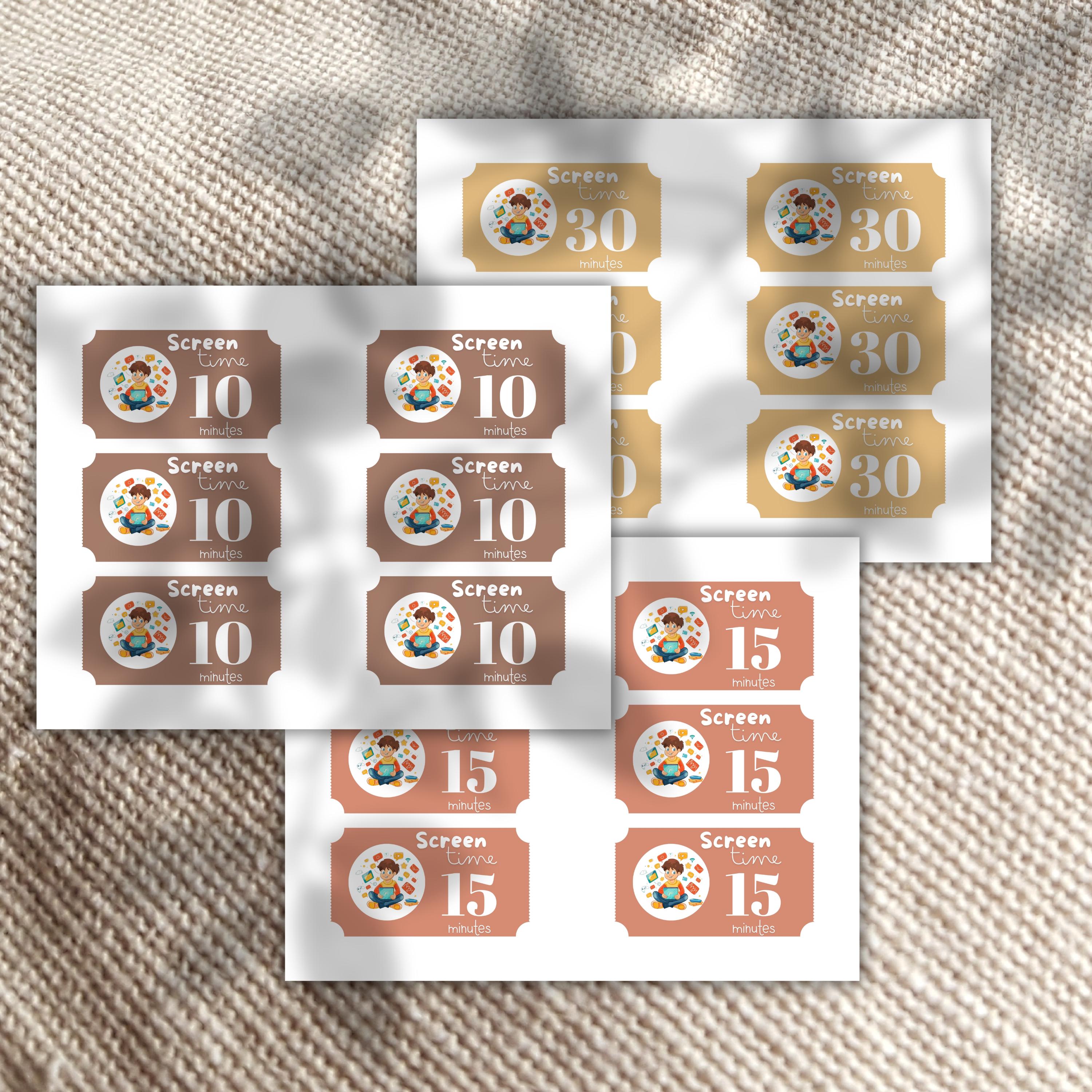 Screen Time Tickets: Printable Reward Coupons for Kids (PDF) - Etsy