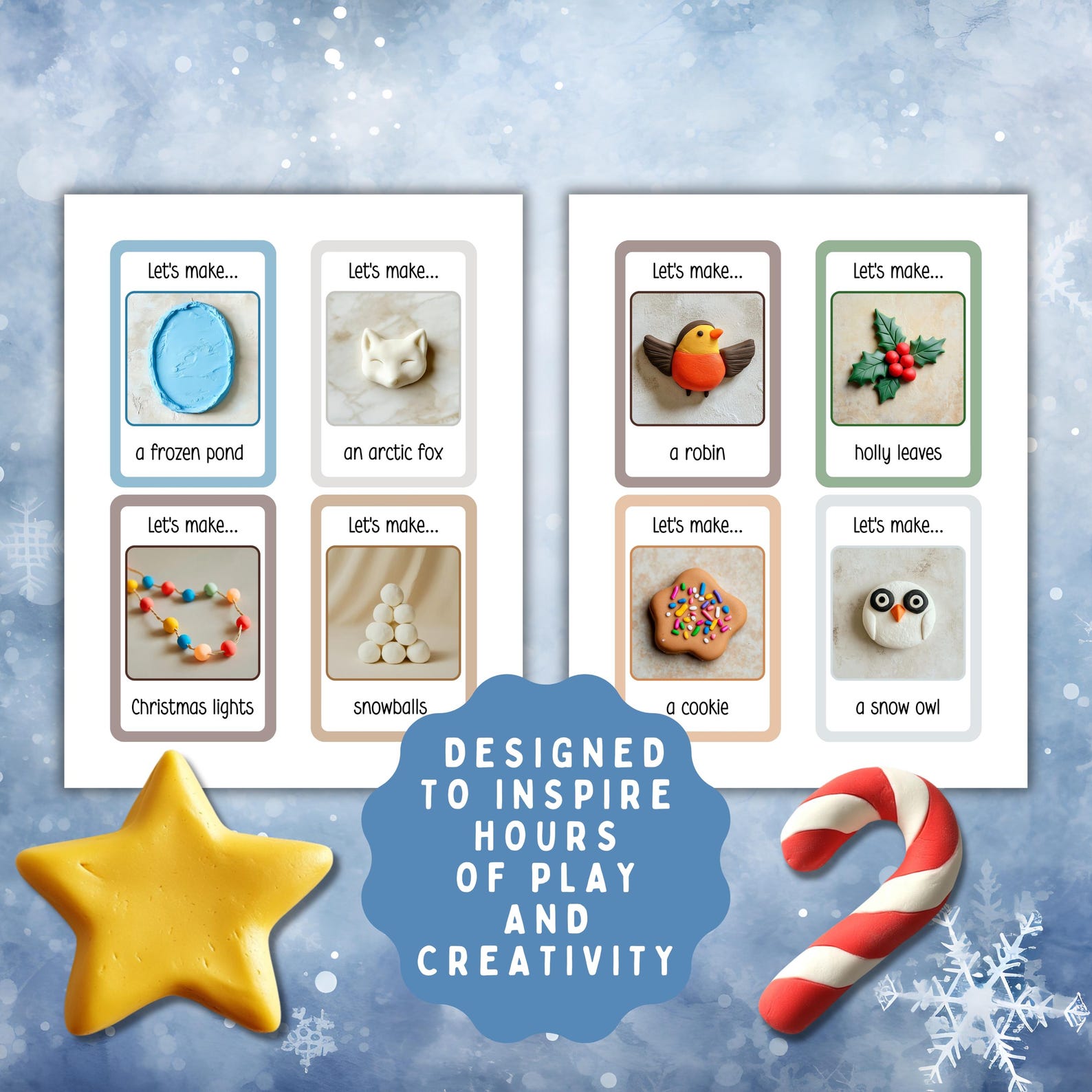 Winter Playdough Inspiration Cards | Creative Playdough Ideas for Kids ...