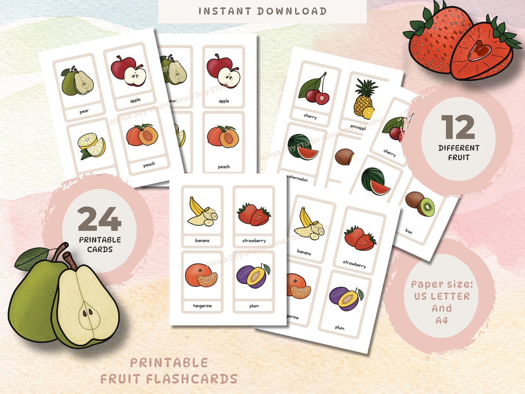 Fruit Montessori Flashcards, PRINTABLE Toddler Vocabulary 3 Part Cards ...