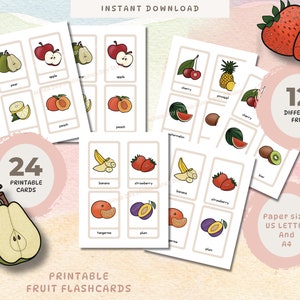 Fruit Montessori Flashcards, PRINTABLE Toddler Vocabulary 3 Part Cards ...