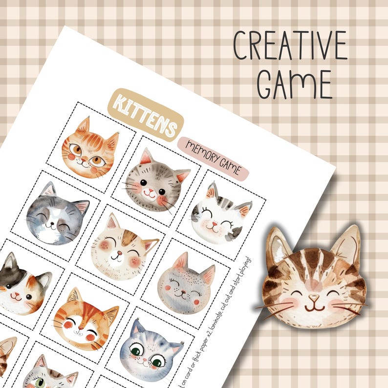 Kittens Matching Game Printable | Fun Cat Memory Cards for Kids ...