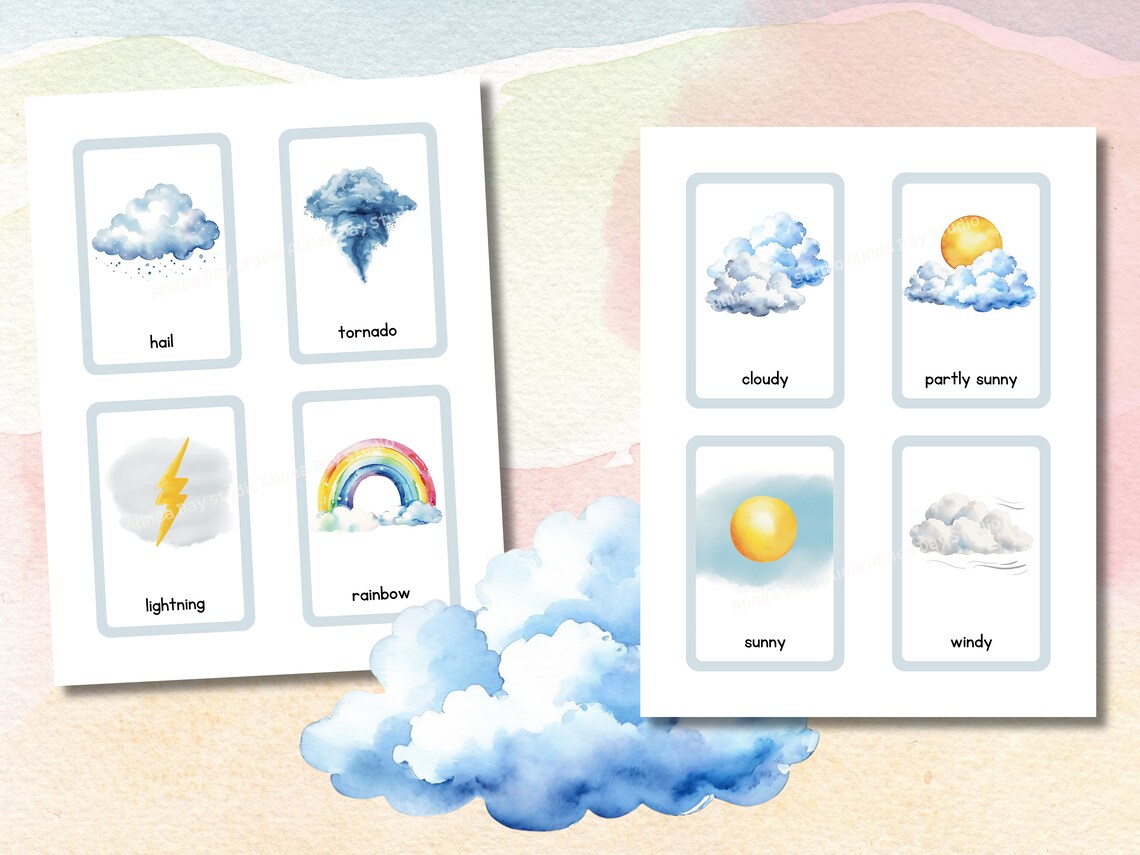 WEATHER 3-part Cards, Flash Cards, Calming Corner Activity, Montessori ...