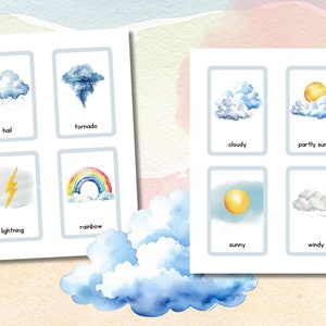 WEATHER 3-part Cards, Flash Cards, Calming Corner Activity, Montessori ...