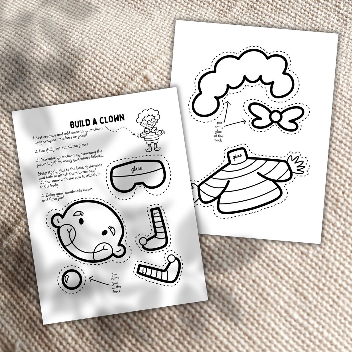 Build a Clown Craft Printable Cut and Paste Activity Fine Motor Skills ...