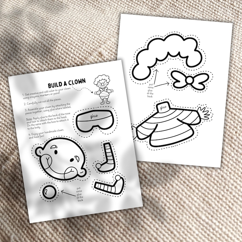 Build a Clown Craft: Cut and Paste Activity (PDF Pattern) - Etsy