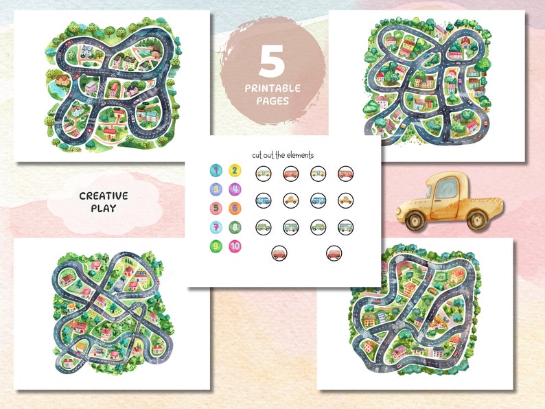 Trace the Road Preschool Worksheets, Car Tracing Printables ...
