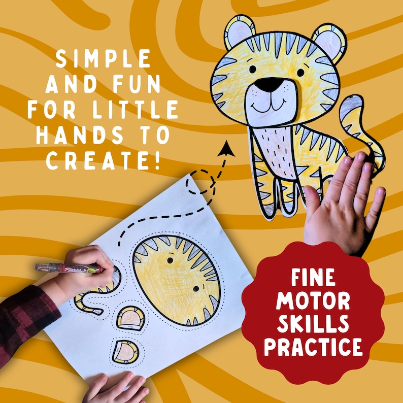 Build a Tiger Craft Printable Activity Simple DIY Kids Craft Fun Fine ...