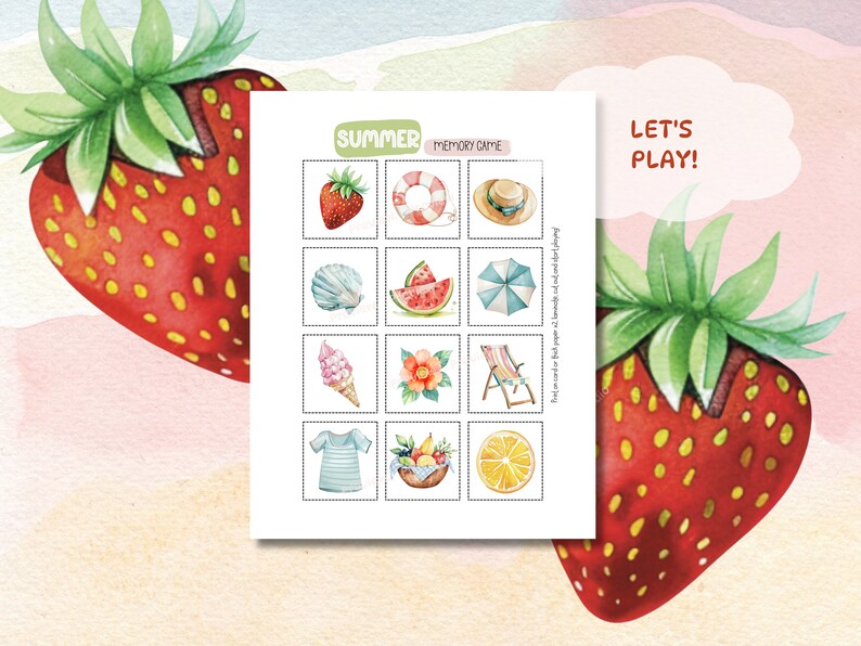 Summer Printable Memory Game for Kids - Fun & Educational Matching ...