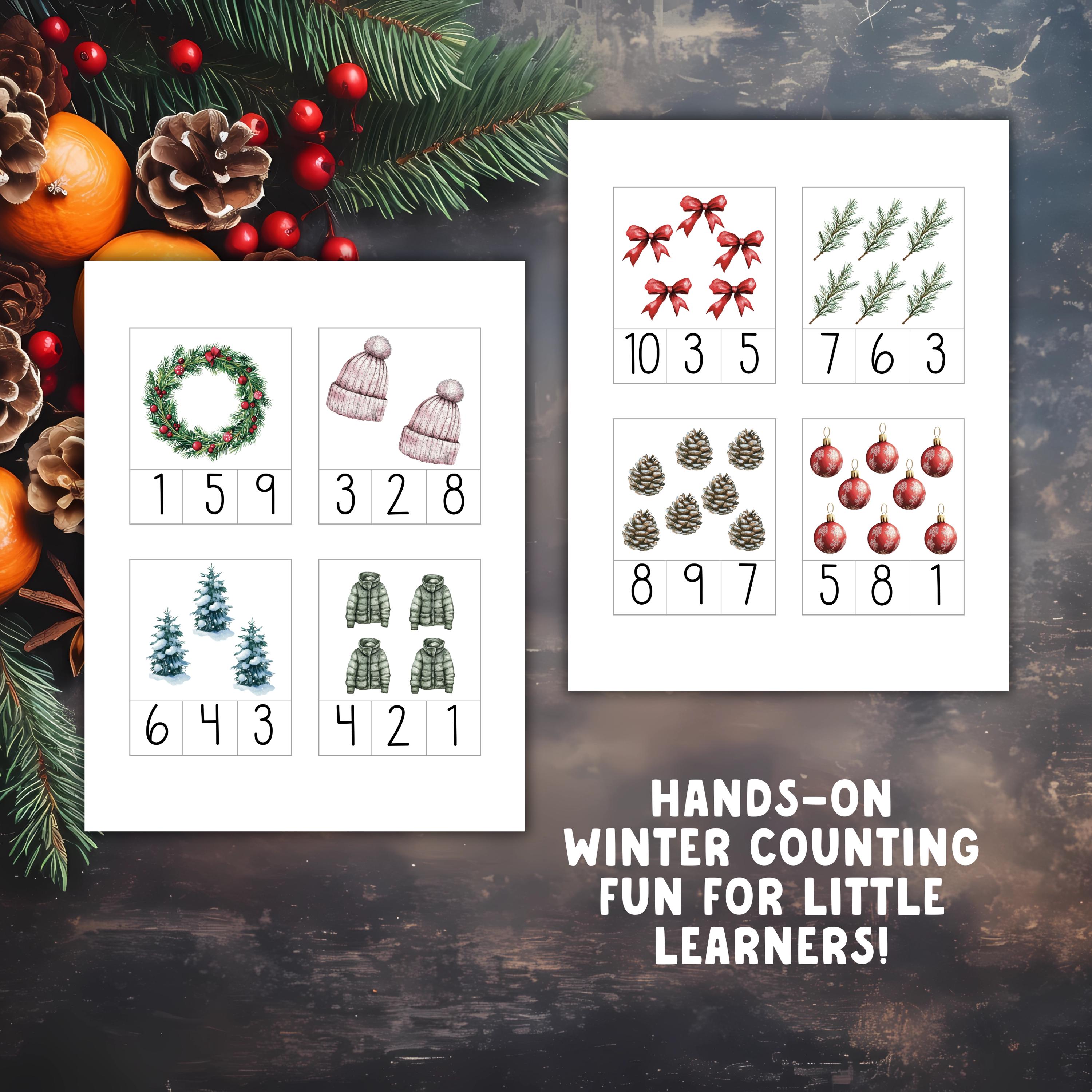 Christmas Counting Cards 1-10 | Winter Montessori Math (PDF) - Etsy