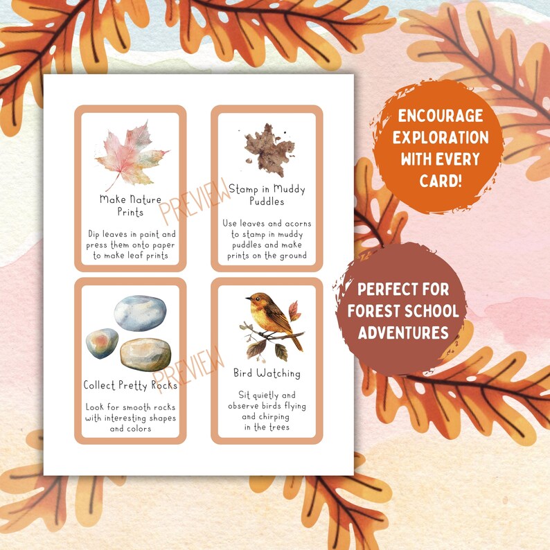 FALL Outdoor Activity Cards for Kids Forest School Ideas Nature-based ...