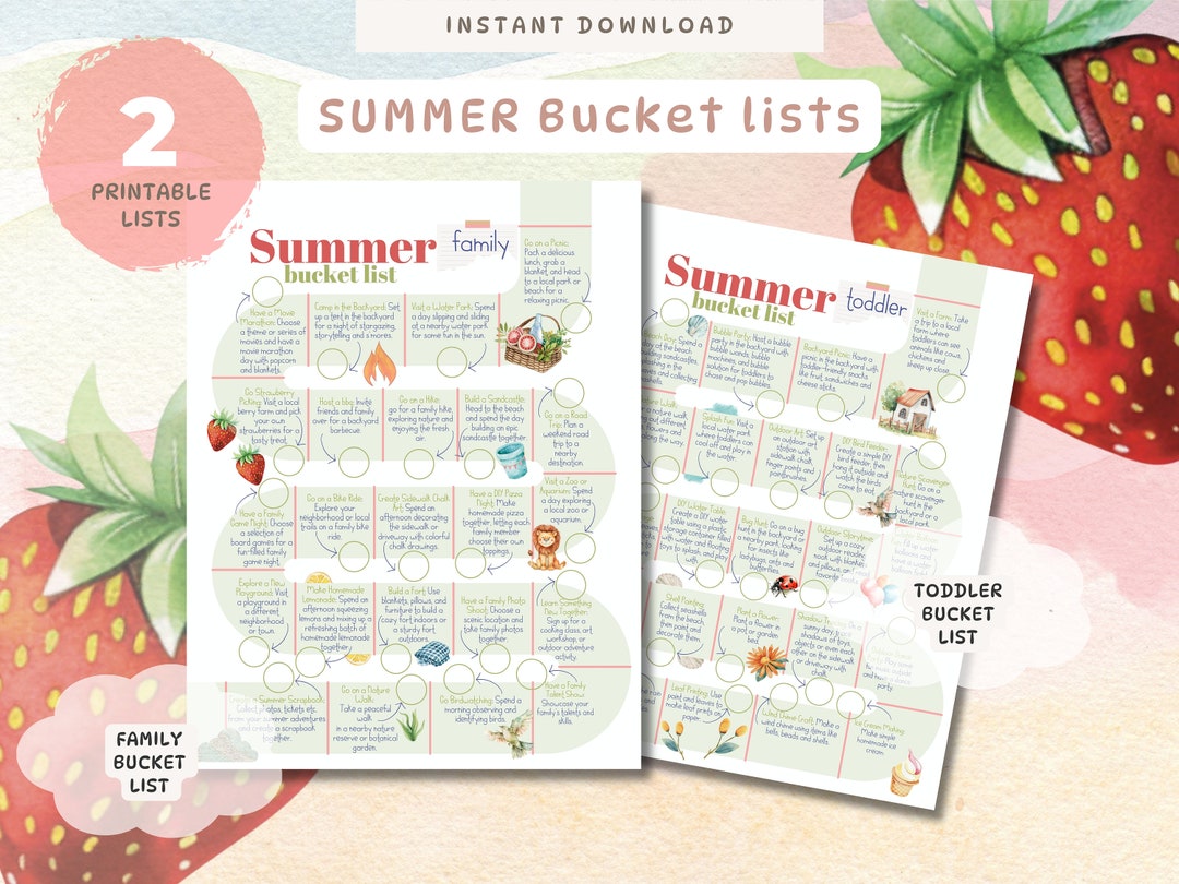 SUMMER Toddler & Family Bucket Lists, Printable Summer Fun Sheet, Kids ...