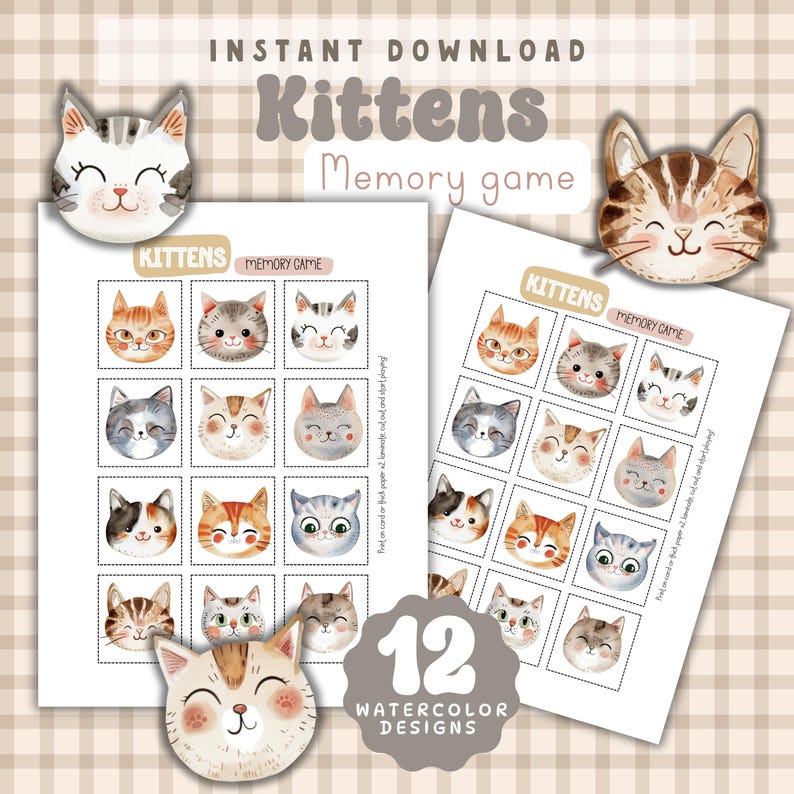 Kittens Matching Game Printable | Fun Cat Memory Cards for Kids ...
