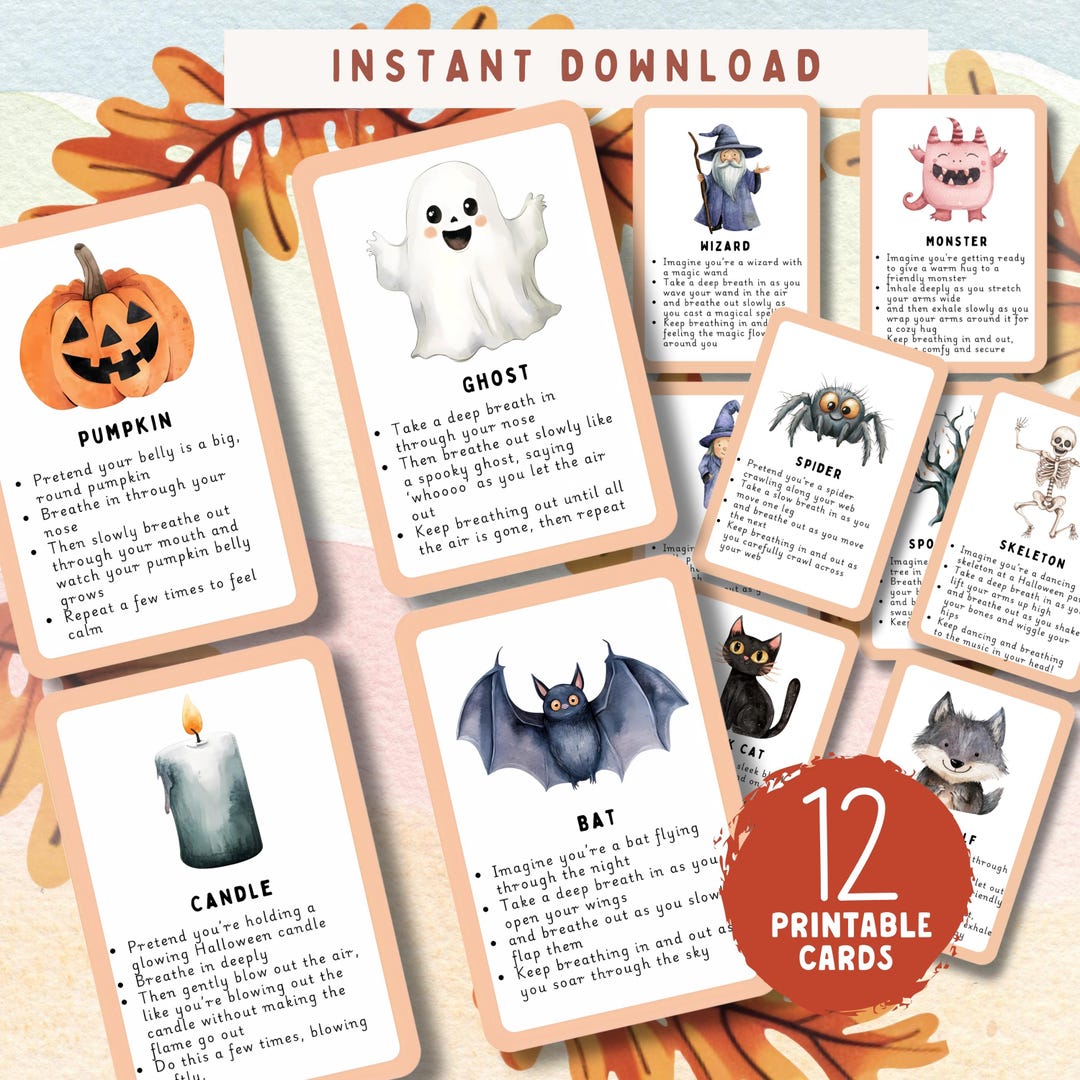 Halloween Mindful Breathing Cards for Kids | Calming Corner Activity ...