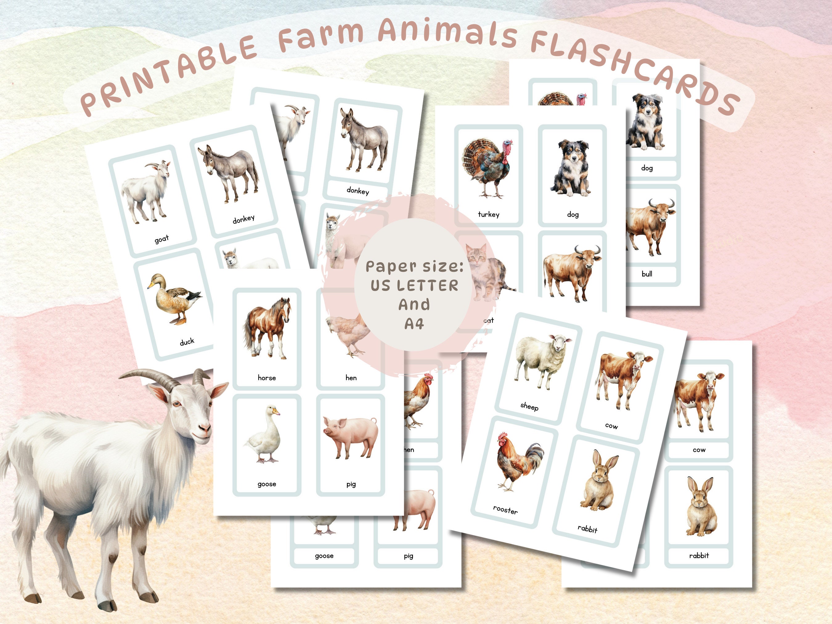Farm Animal Flashcards 3 Part Montessori Nomenclature Cards, Farm ...