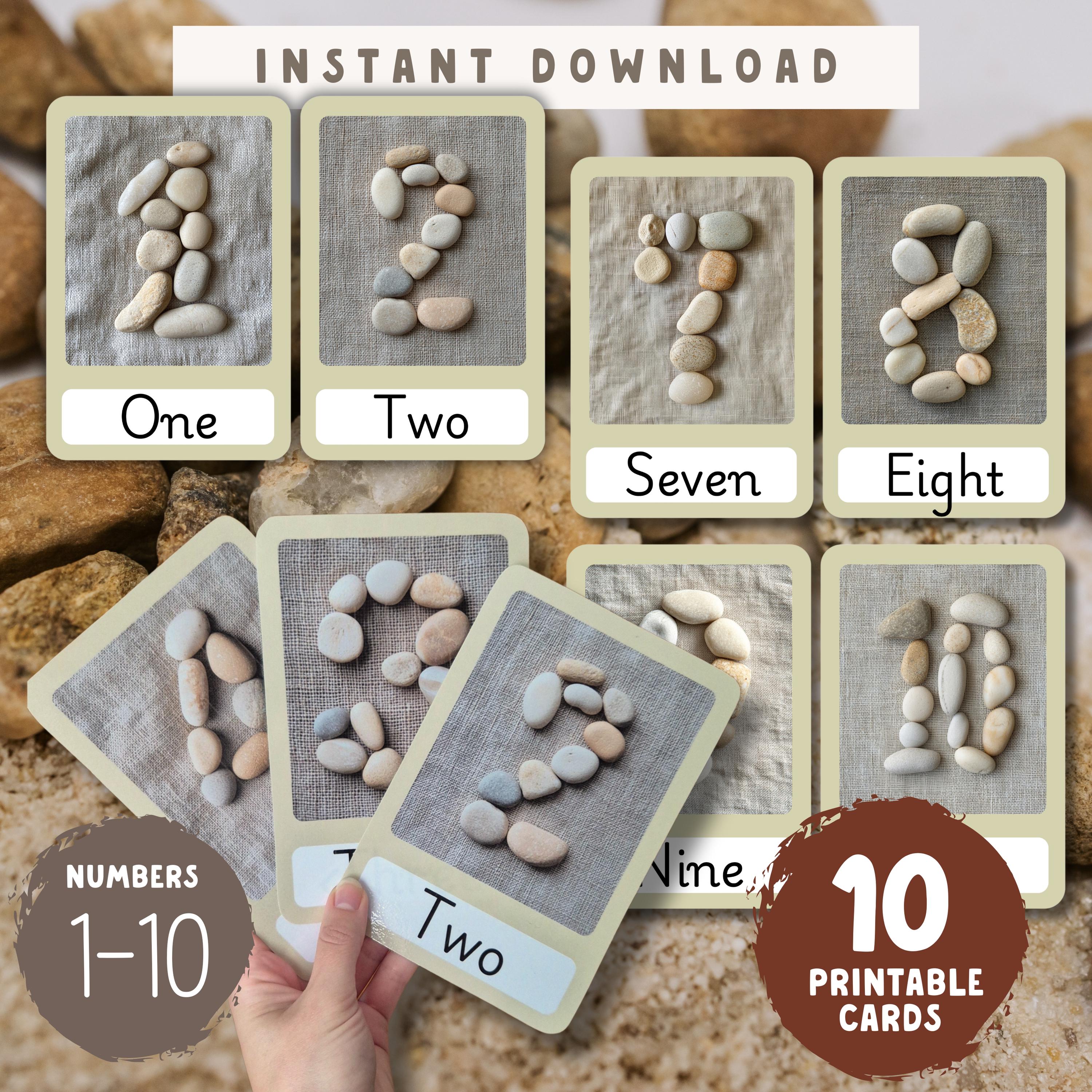 Pebble Number Cards 1-10: Montessori Math Printable (PDF Download) - Etsy
