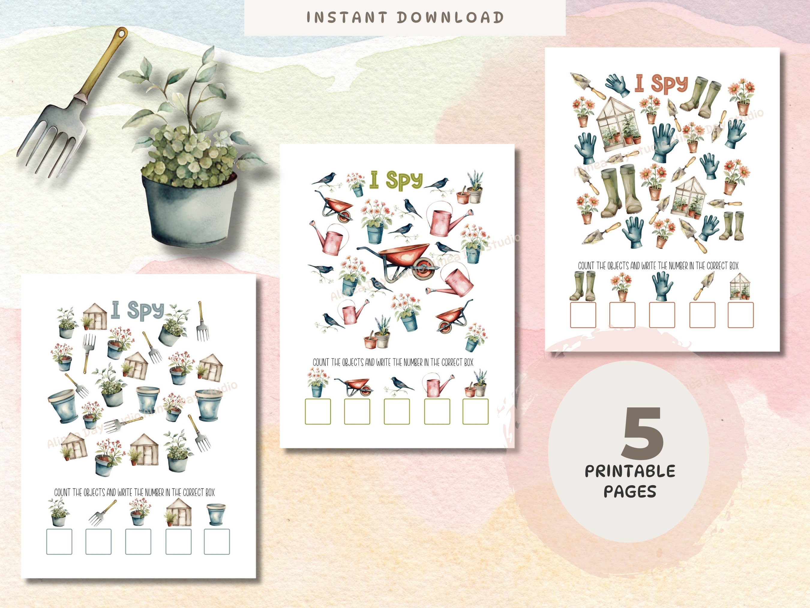 I Spy SPRING Garden Look and Find Counting Game Numbers 1-10 Printable ...