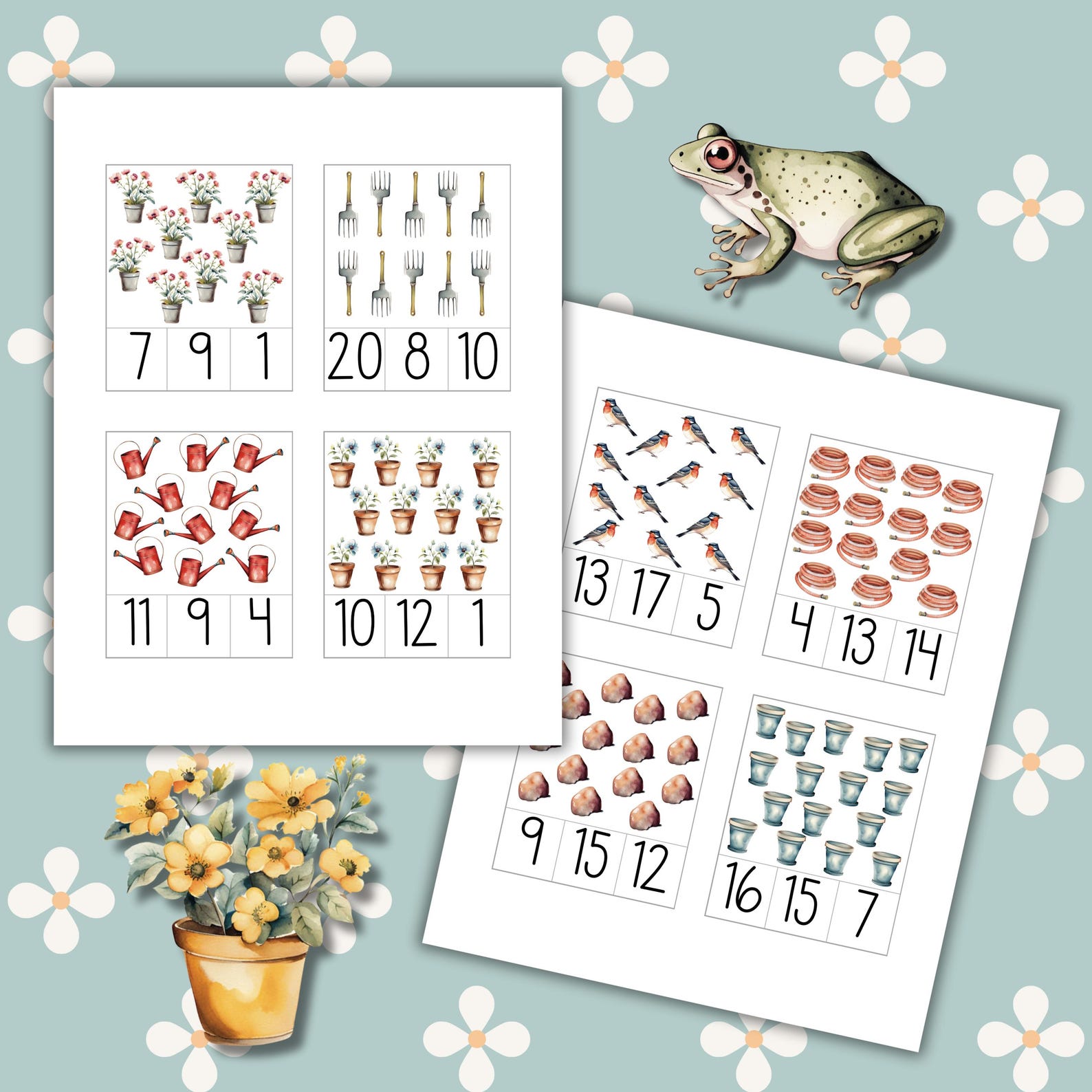 Garden Count and Clip Cards 1-20: Montessori Maths (PDF) - Etsy