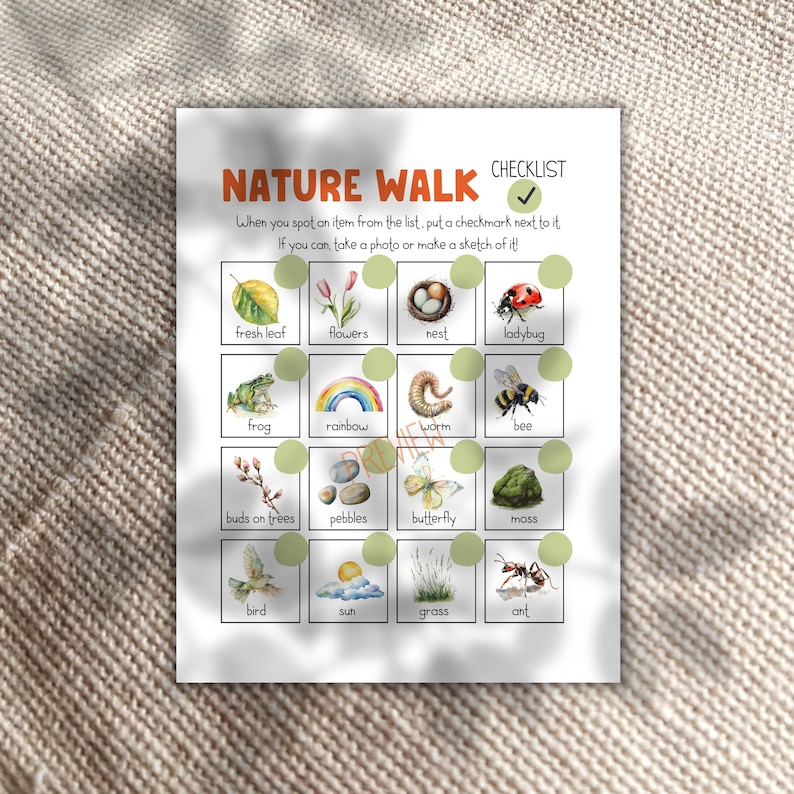Spring Nature Walk Checklist: Kids Scavenger Hunt (PDF) - Etsy