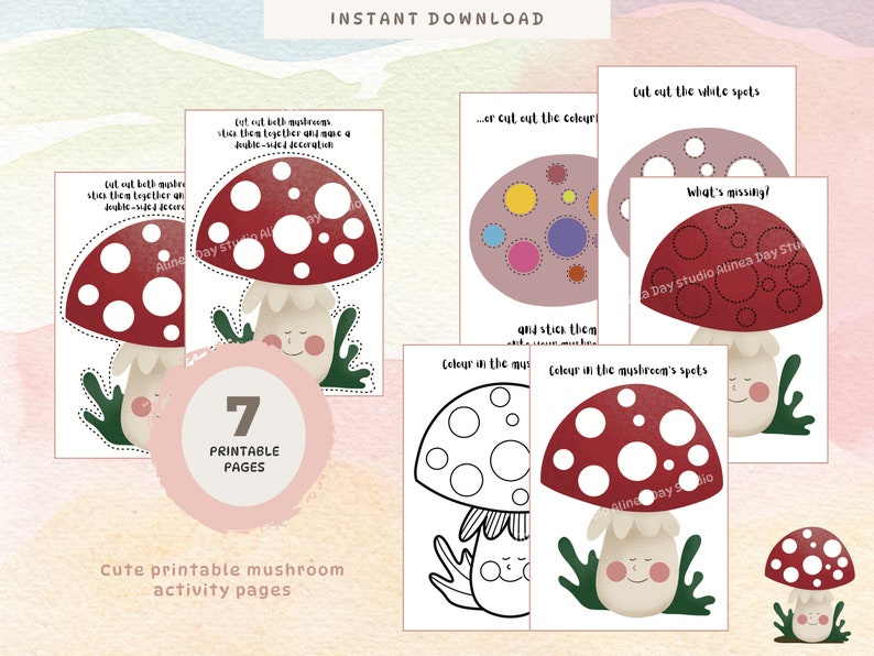 Mushroom Nature Activity Pages for Toddlers, Printable Preschool ...