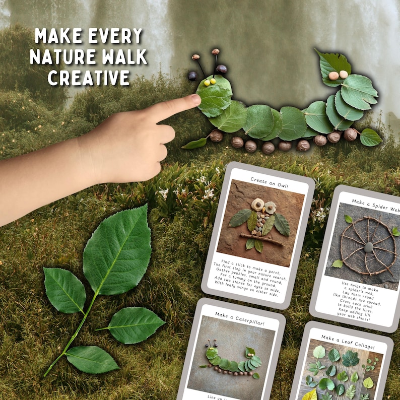 Nature Craft Cards for Kids: Outdoor Art, Reggio Montessori Inspired ...