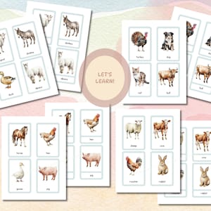 Farm Animal Flashcards 3 Part Montessori Nomenclature Cards, Farm ...
