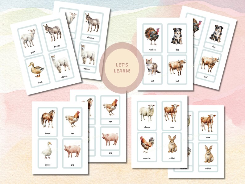 Farm Animal Flashcards 3 Part Montessori Nomenclature Cards, Farm ...