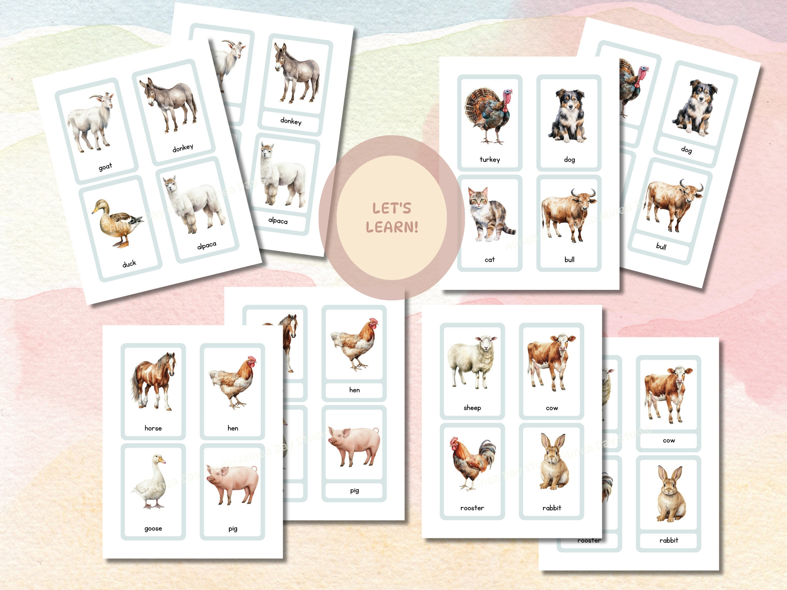 Farm Animal Flashcards 3 Part Montessori Nomenclature Cards, Farm ...