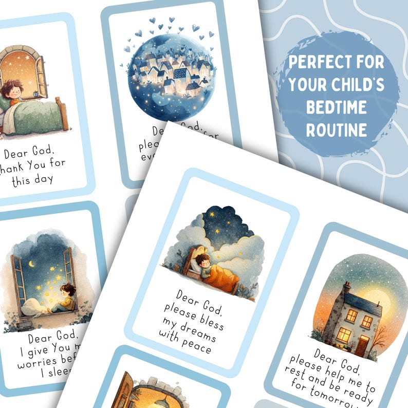 Bedtime Prayer Cards for Kids: Christian Evening Prayers (printable) - Etsy