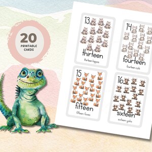 1-20 Animals Number Cards, Printable Activity Number Cards 1-20, Early ...