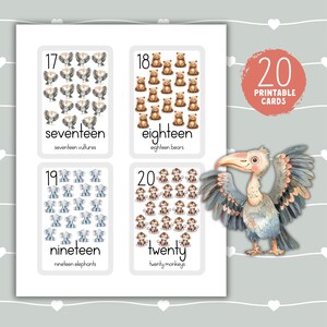 Animal Number Flashcards 1-20: Printable Counting Cards (PDF) - Etsy