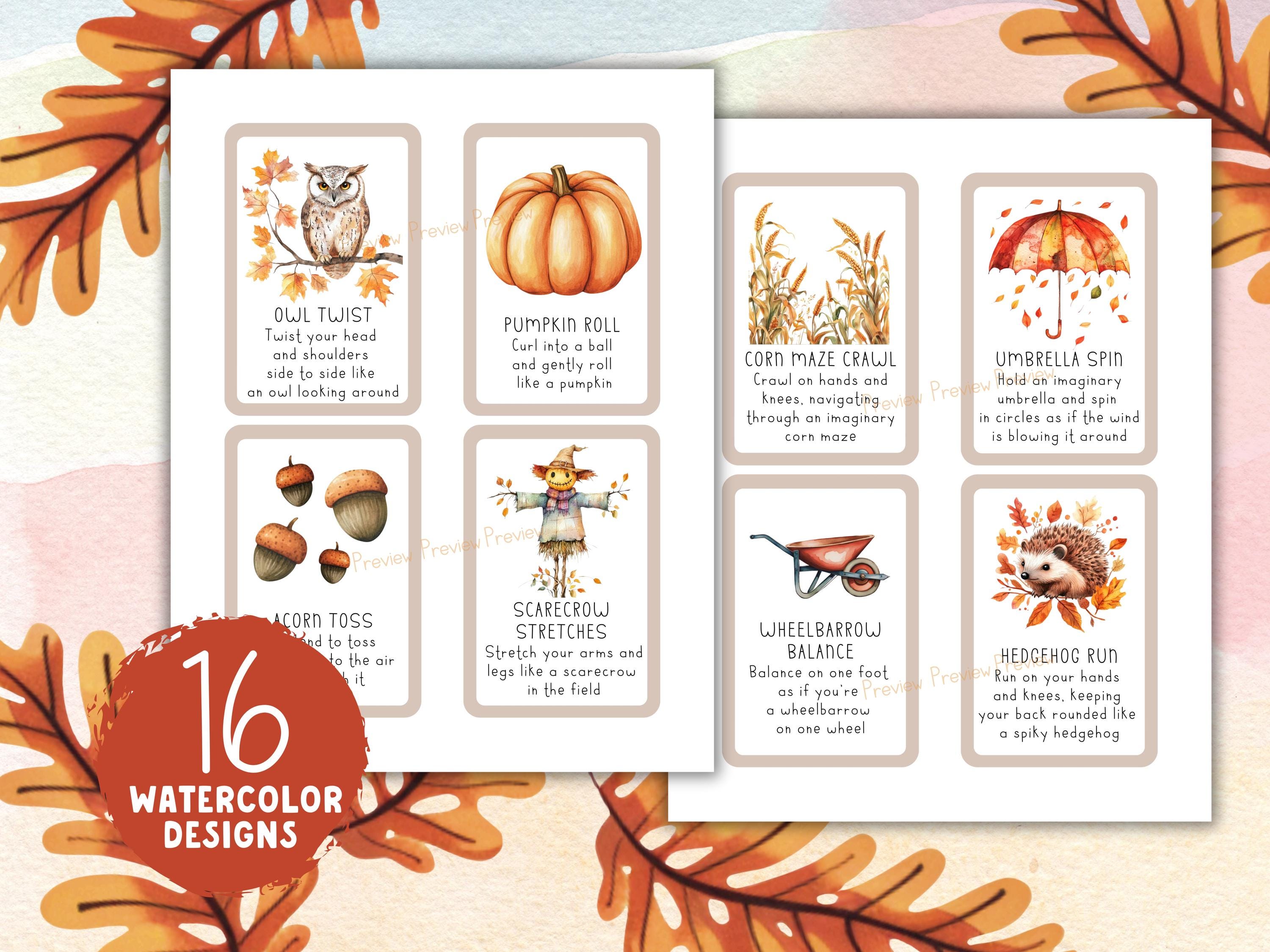 FALL Movement Cards, Autumn Flash Cards, Calming Corner Activity ...