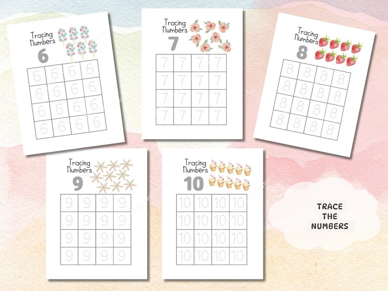 Summer Maths Worksheets: Numbers 1-10, Tracing & Counting (PDF) - Etsy