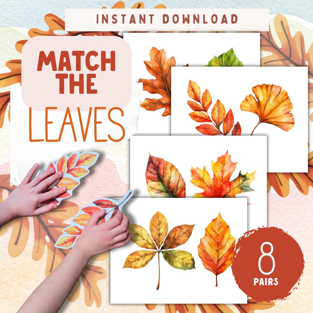 Fall Leaves Matching Game | Montessori Nature Match Activity | Autumn ...