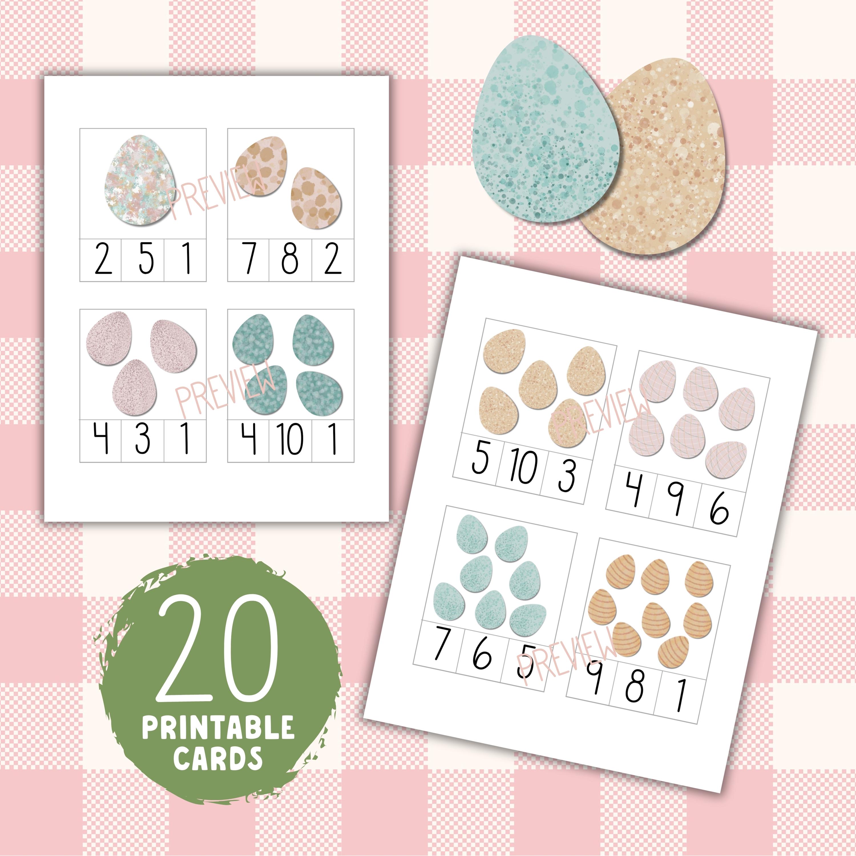 Easter Eggs Count and Clip Cards Montessori Math Printable Spring ...