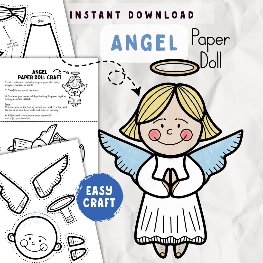 Angel Paper Doll: Christian Kids Craft | Sunday School Activity ...