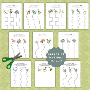 Dinosaurs Cutting Practice | Scissor Skills Worksheets for Kids | Fine ...