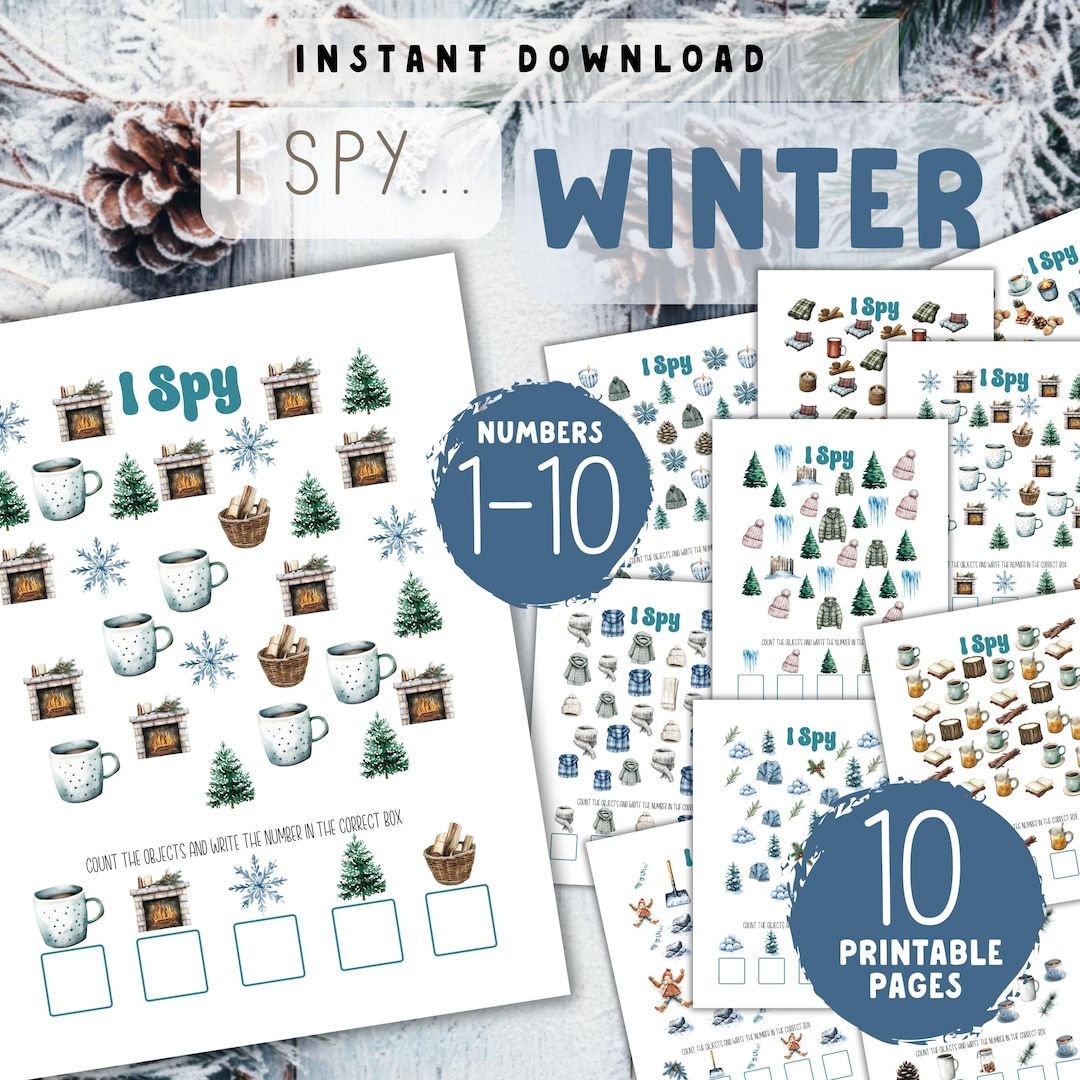WINTER I Spy Worksheets | Numbers 1-10 Printable Pack | 10 Fun Math ...