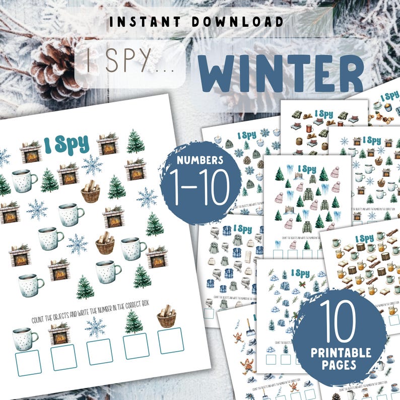 WINTER I Spy Worksheets | Numbers 1-10 Printable Pack | 10 Fun Math ...